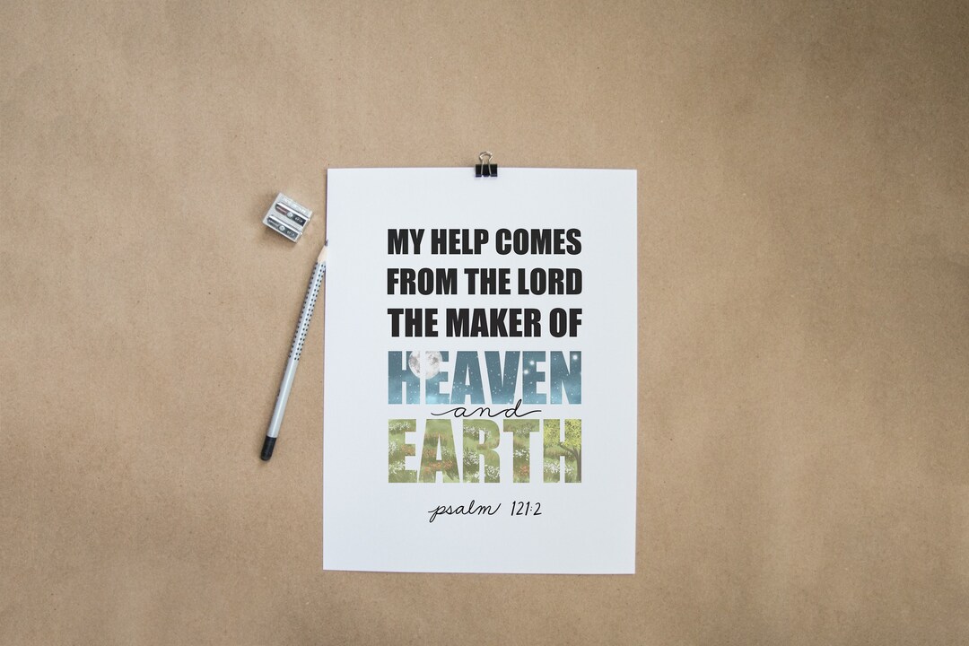 Psalm 121:1, Creation Heaven Earth Bible Verse Art, Printable Scripture ...