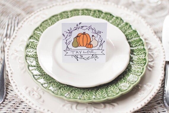 Thanksgiving Name Tags Printable Thanksgiving Place Cards | Etsy