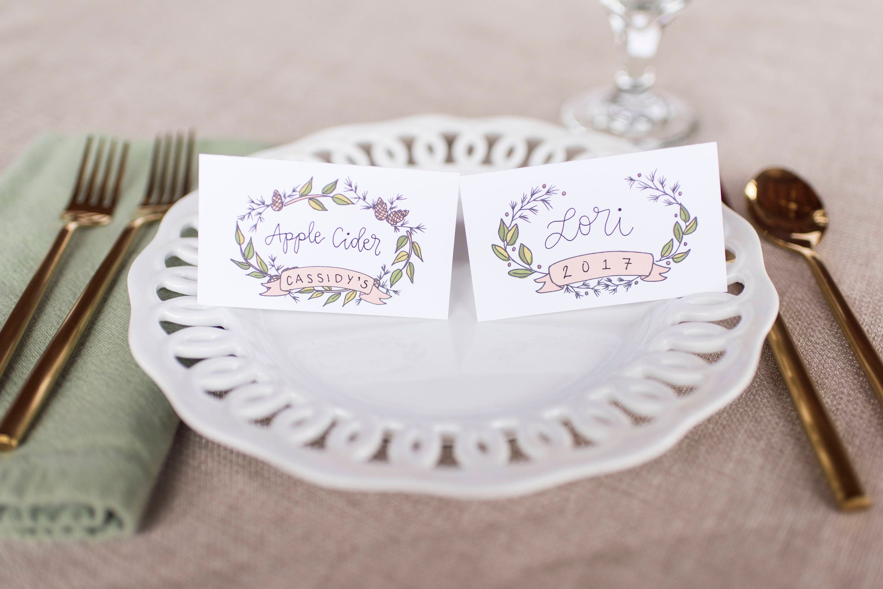 Two Printable Designs Name Tags, Buffet Food Tag, Holiday Seating Card ...