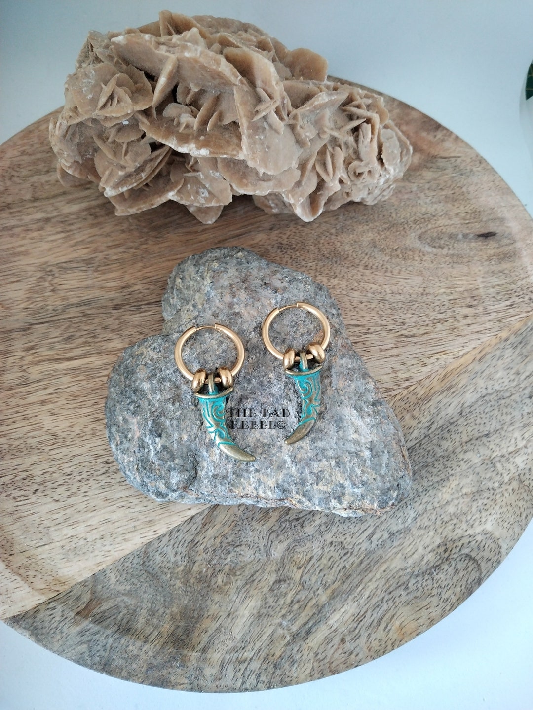 Original Viking Golden Steel Hoop Earrings TOOTH Tooth, Retro Dagger ...