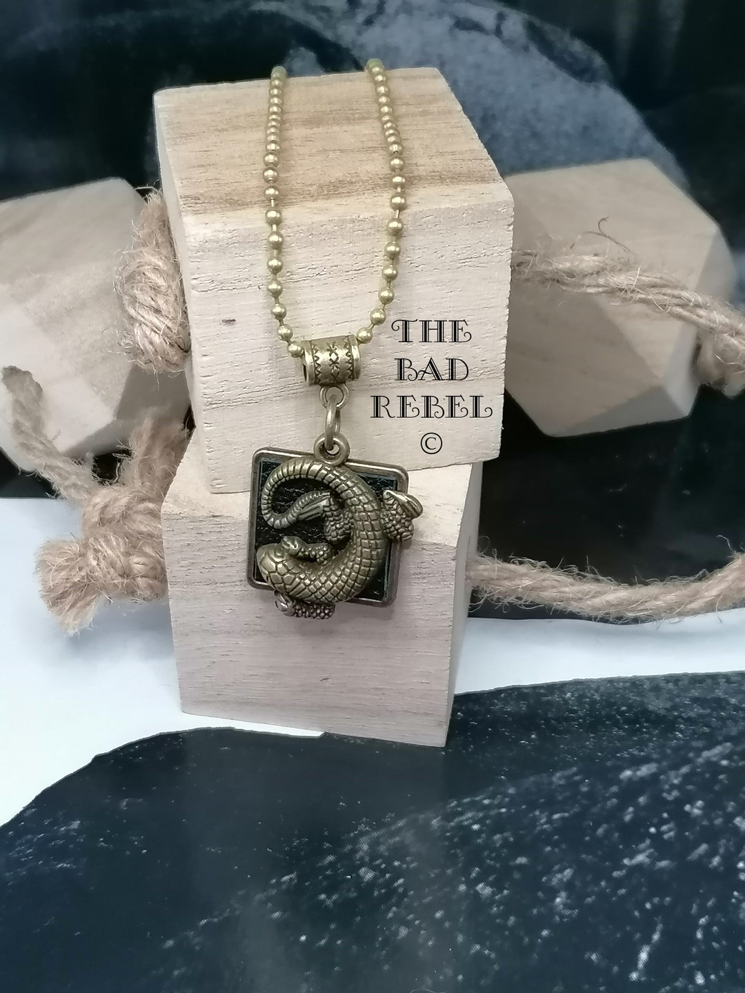 Original Men's Necklace LIZARD Chain With Balls Bronze Long 44cm ...