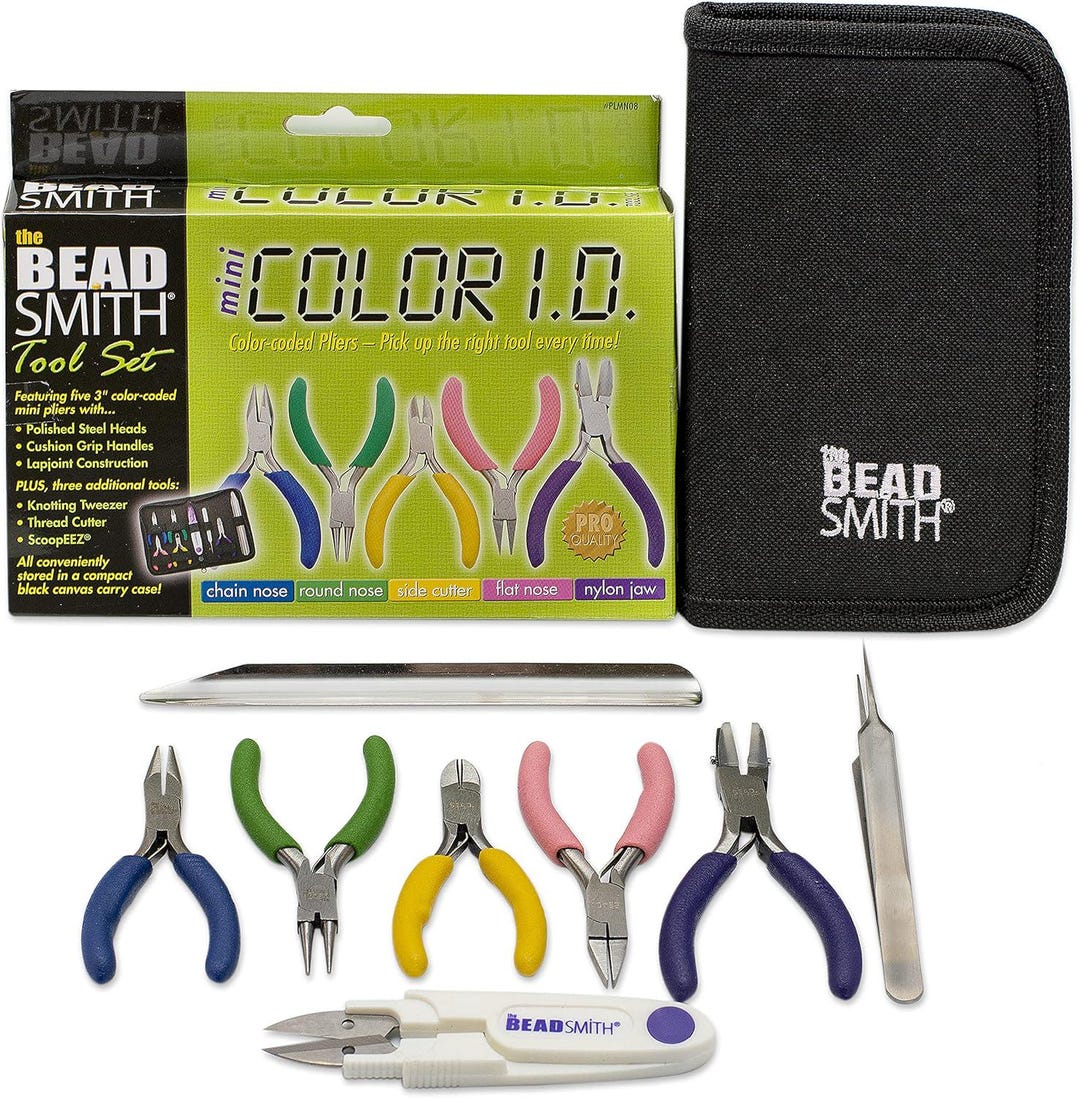 Beadsmith Mini Colour ID Tool Kit – 8-piece Jewellery Pliers Set (3 ...