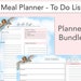 Digital Planner Bundle, Printable Planner, Meal Planner to Do List Pads ...