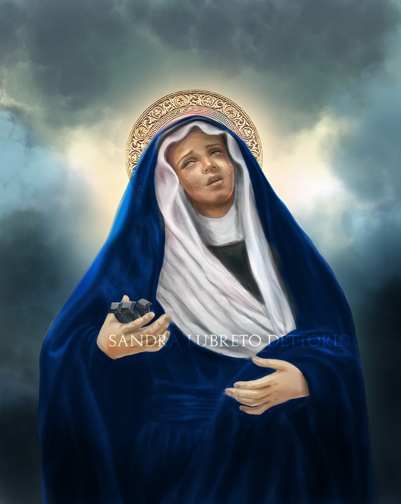 Our Lady of Sorrows, Dolorous Mary, Catholic Art, Religious Art, Print ...