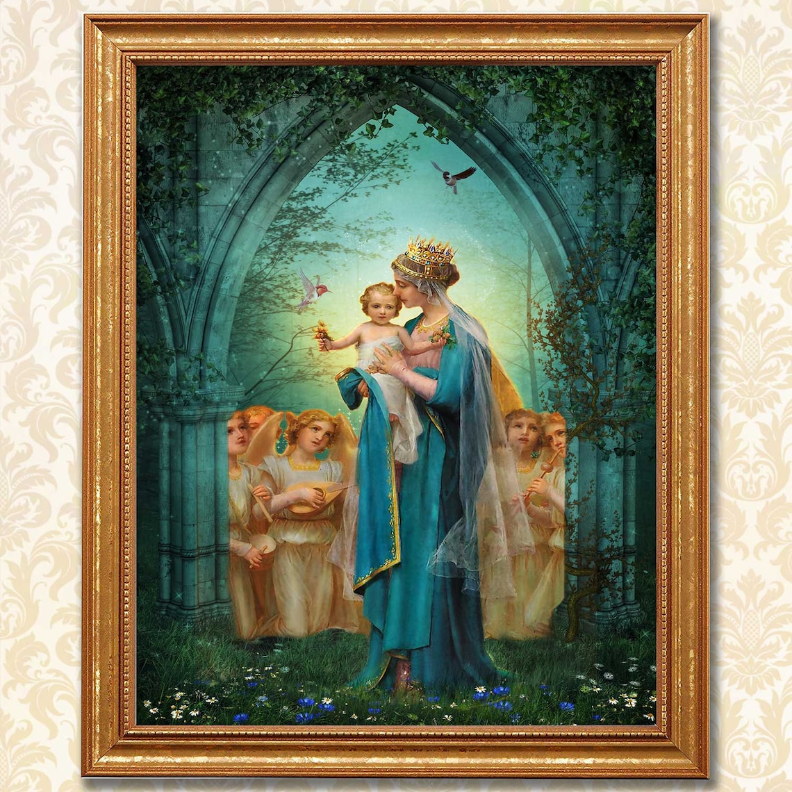 Catholic Art Virgin Mary With Child Jesus Religious Art 8x - Etsy
