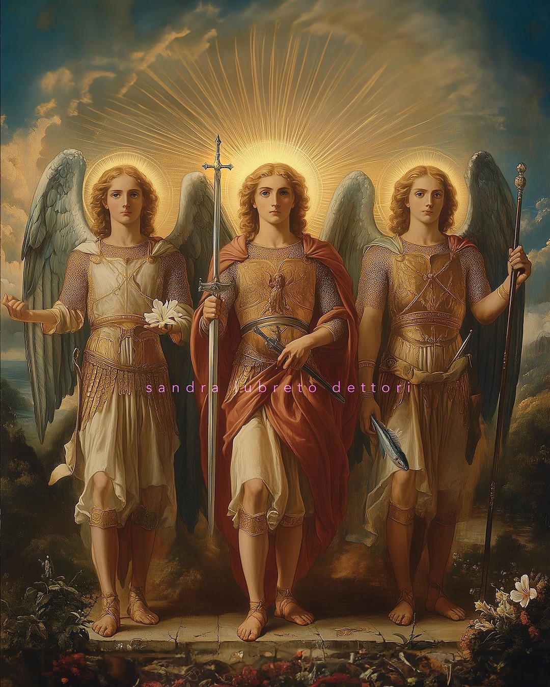 Die drei Erzengel drucken, Heiliger Michael, Heiliger Gabriel und ...