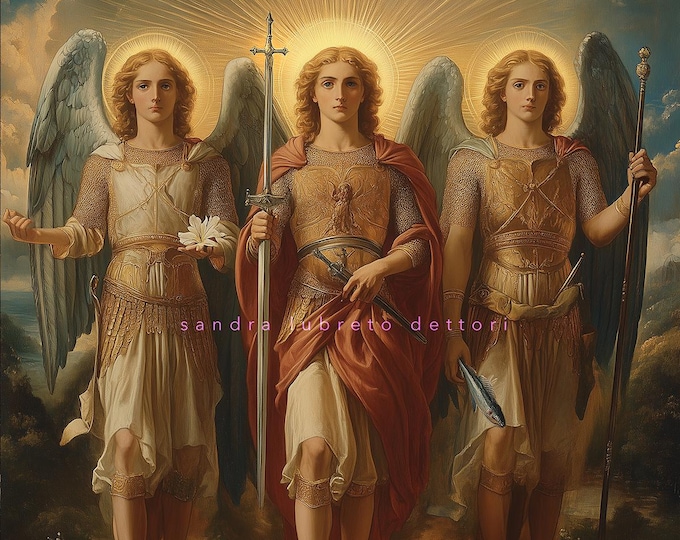 The Three Archangels Print, Saint Michael, Saint Gabriel and Saint ...
