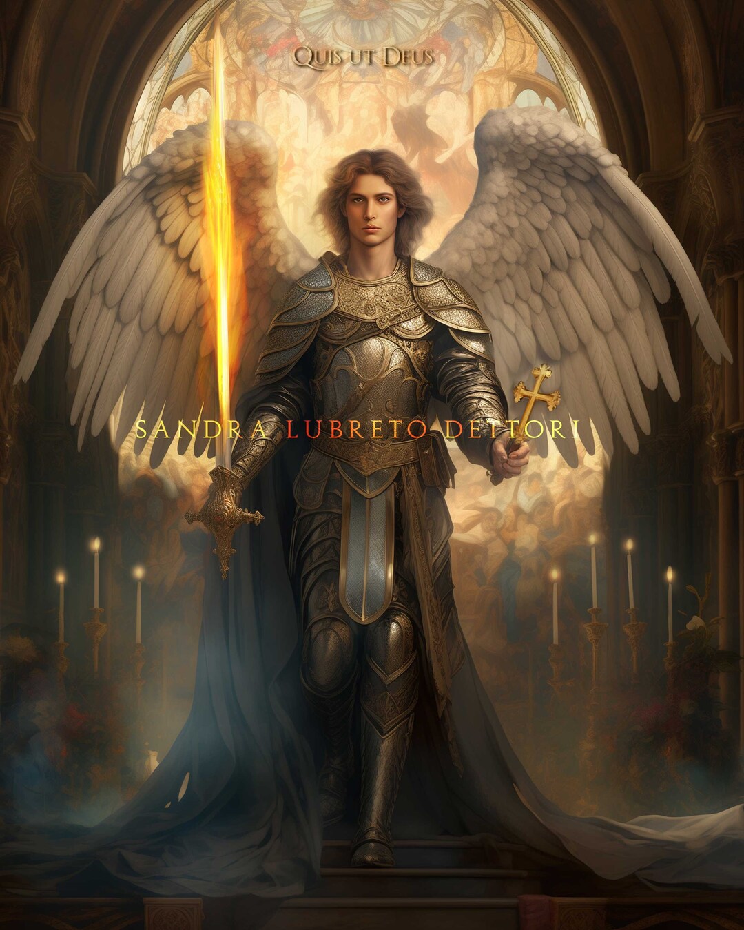 Saint Michael the Archangel, St Michael Print, With Fire Sword, Flame ...