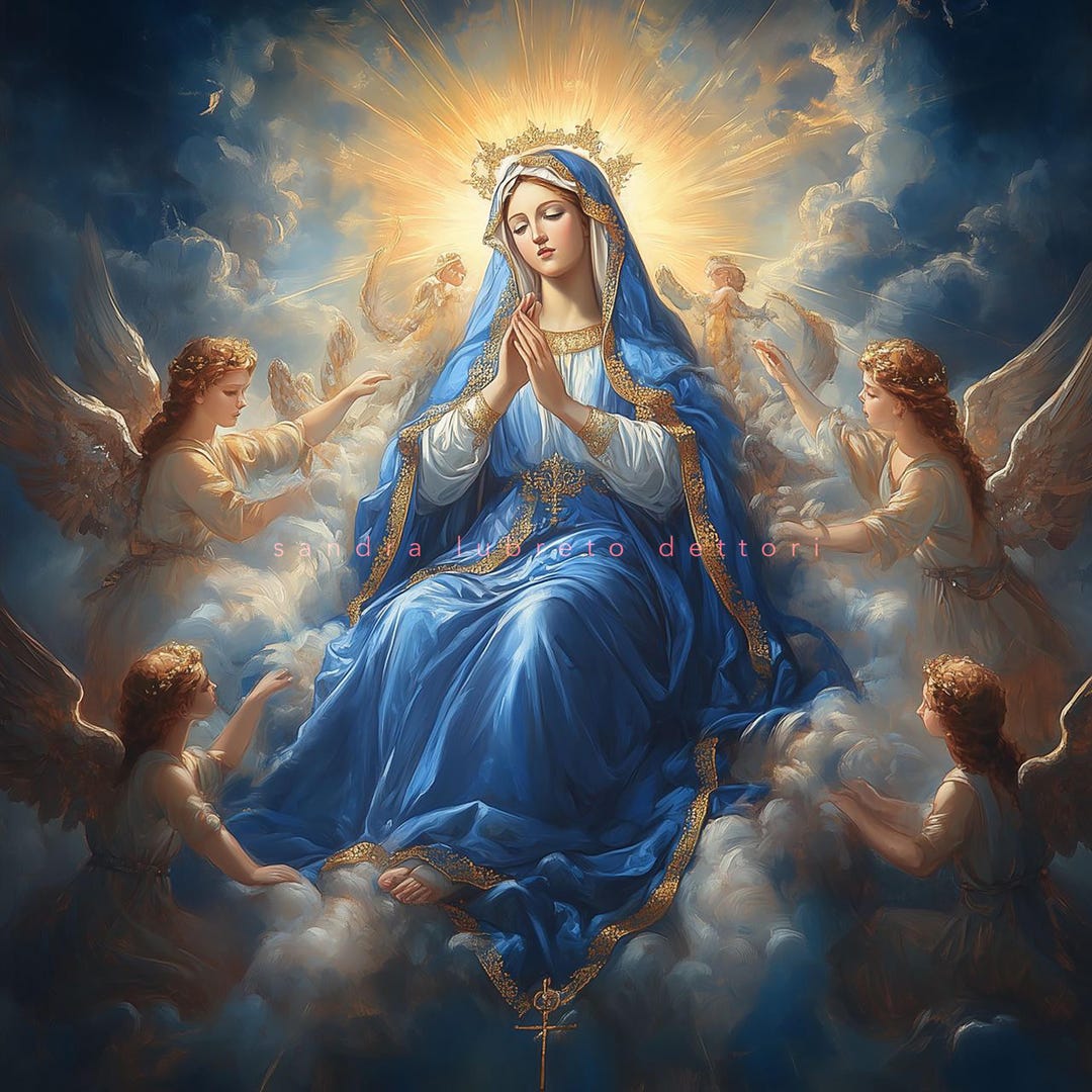 Assumption of Mary, Blessed Mother, Virgin Mary, Catholic Art, DIGITAL ...