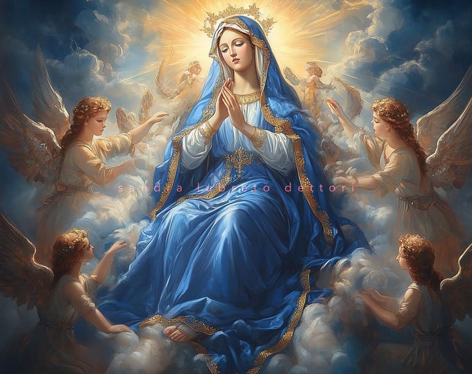 Assumption of Mary, Blessed Mother, Virgin Mary, Catholic Art, DIGITAL ...