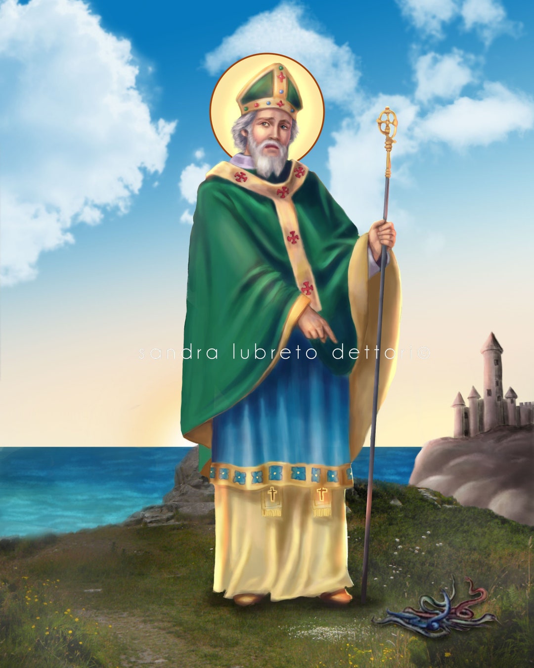 Saint Patrick, Ireland, Catholic Art, Religious Art, 8x10" 11x14" Print ...