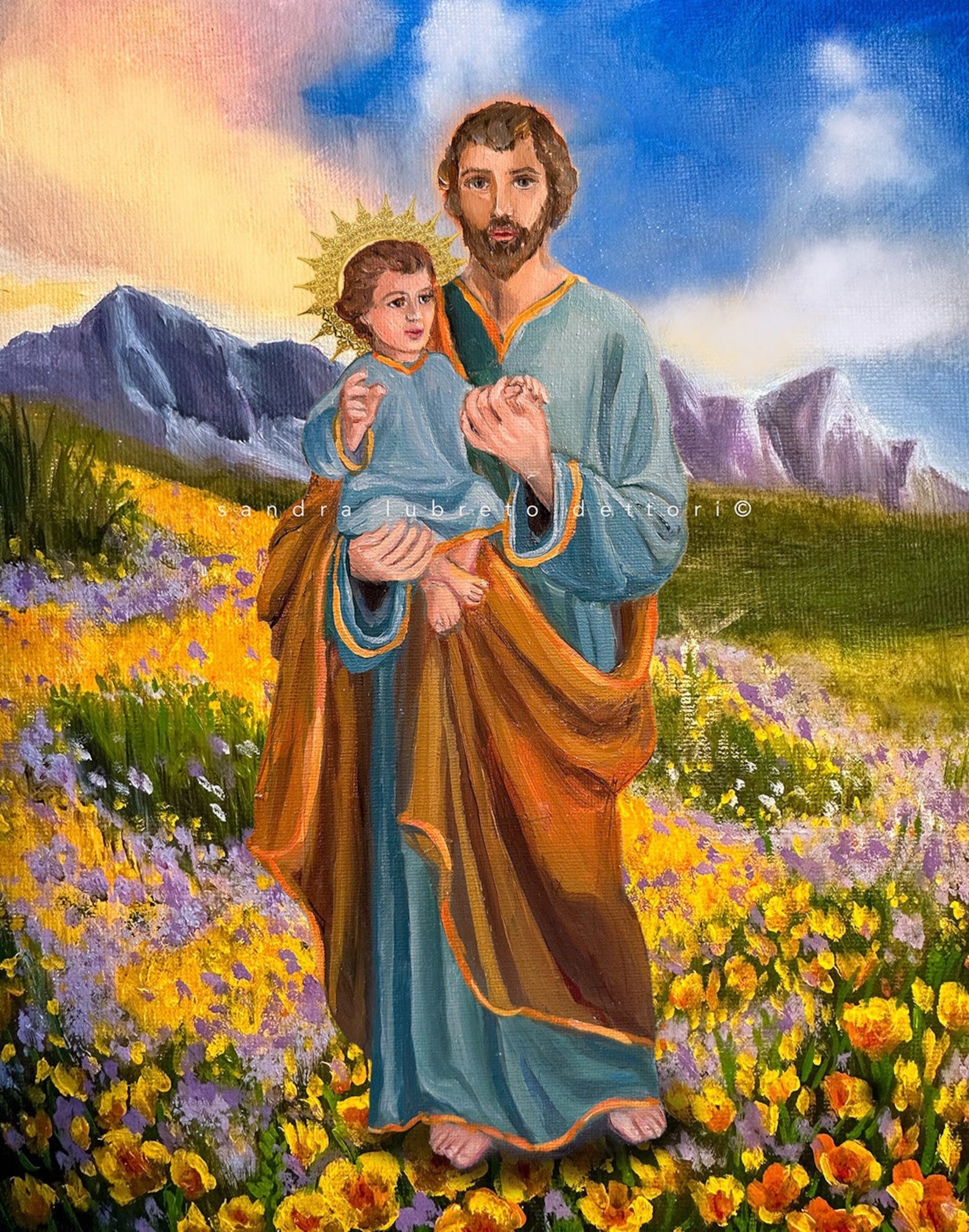 Saint Joseph With Infant Jesus, Saint Joseph Oil Painting, Catholic Art ...