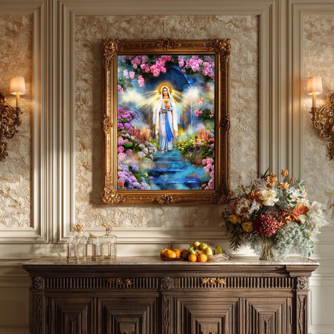 Our Lady of Lourdes Virgin Mary Poster Satin Print | Religious Wall Art ...