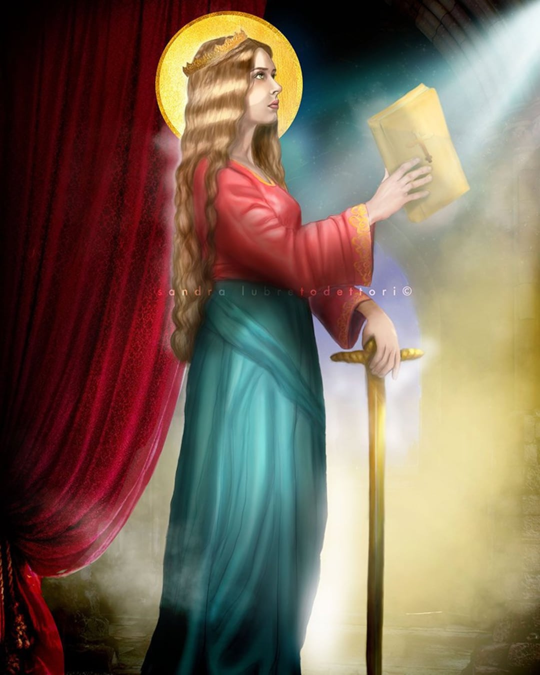 Saint Catherine of Alexandria, Catholic Art, Religious Art, 8x10" 11x14 ...
