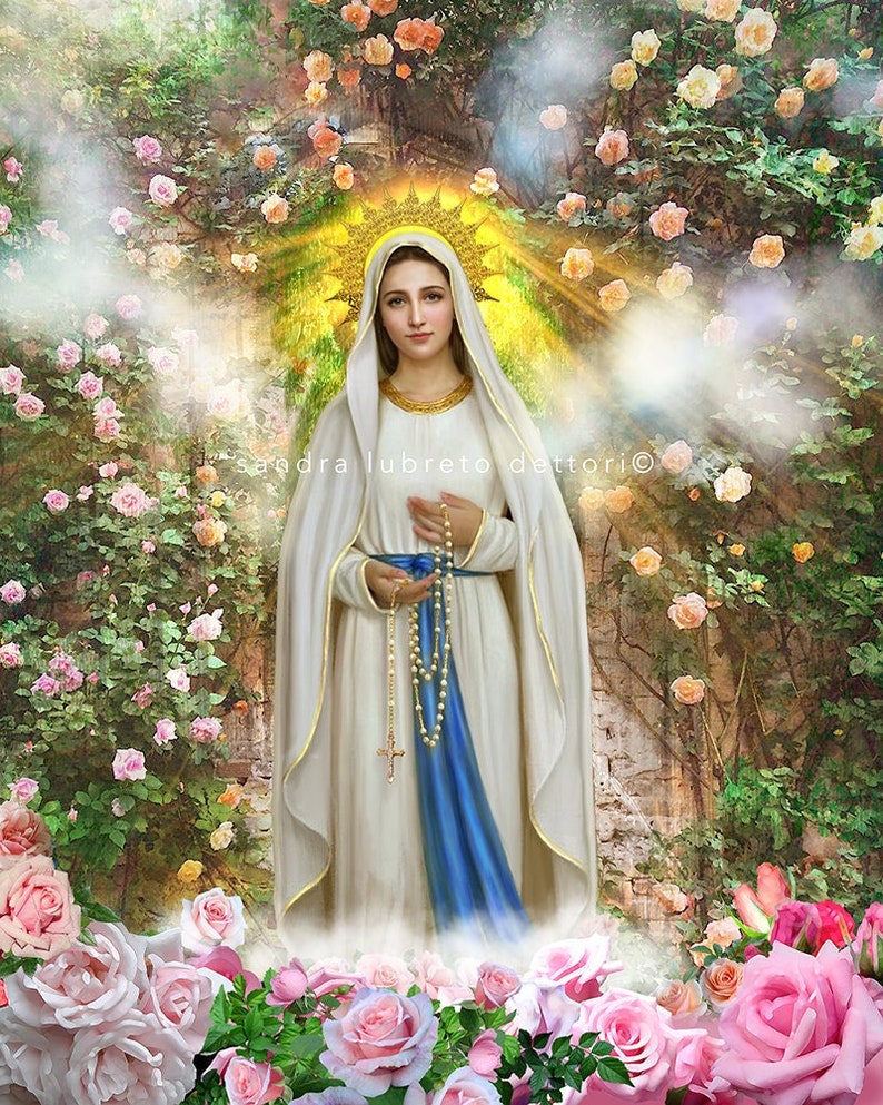 Our Lady of the Rosary, Madonna Delle Rose, Catholic Art, Religious Art ...
