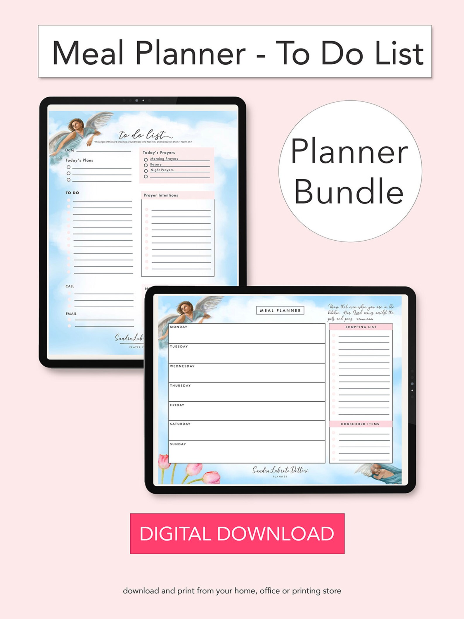 Digital Planner Bundle Printable Planner Meal Planner to Do - Etsy