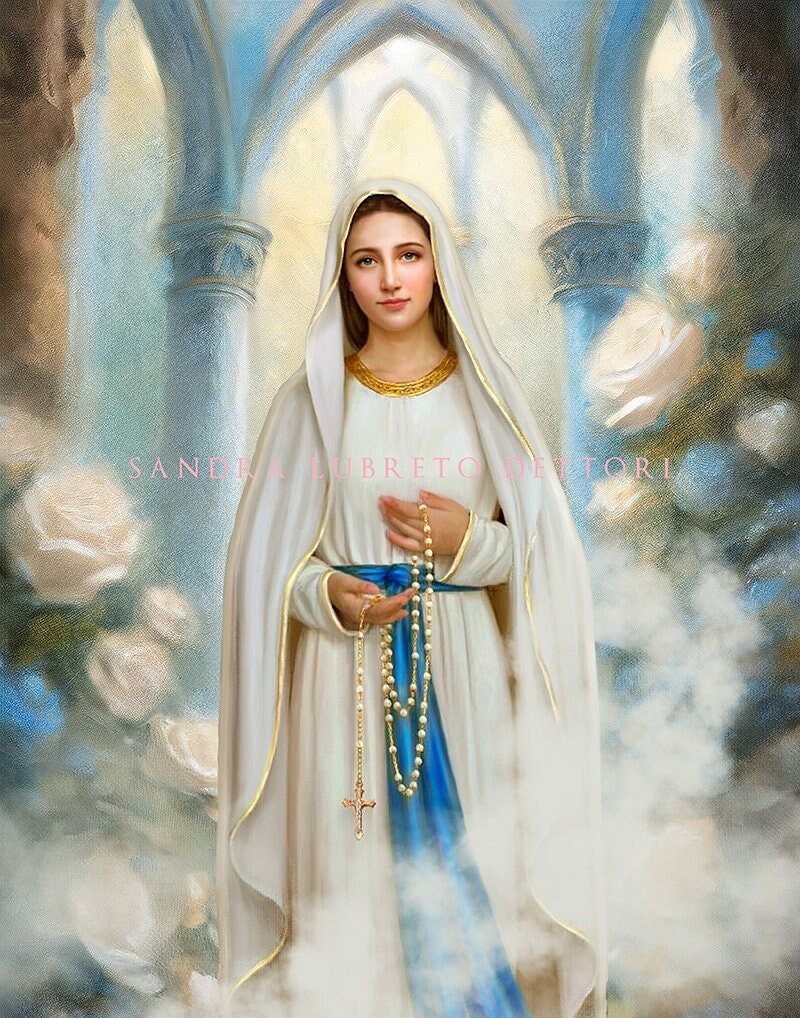 Mother Mary With Rosary One Day Through The Rosary And Scapular,I Will