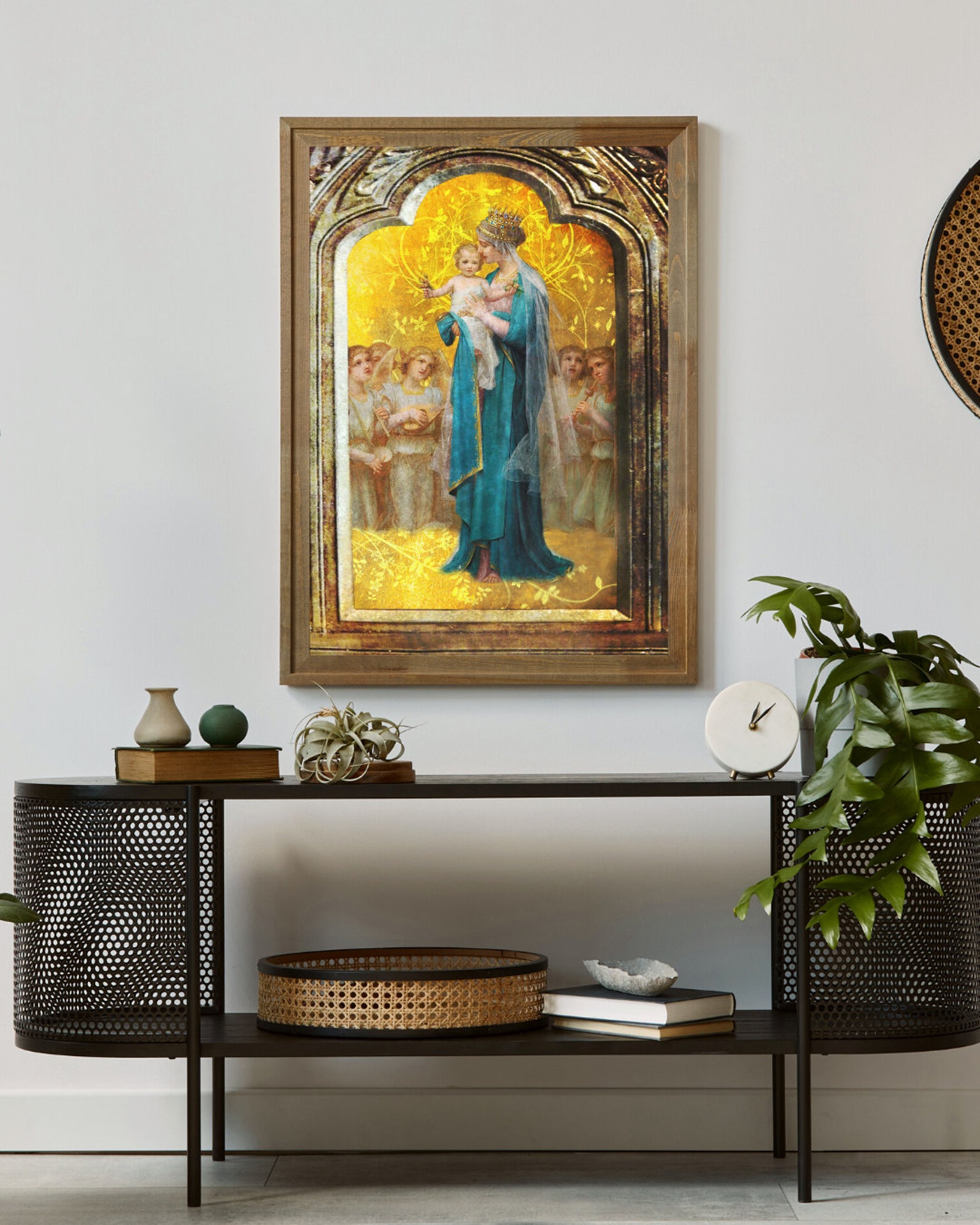 Virgin Mary Jesus With Angels Print Catholic Art Print - Etsy