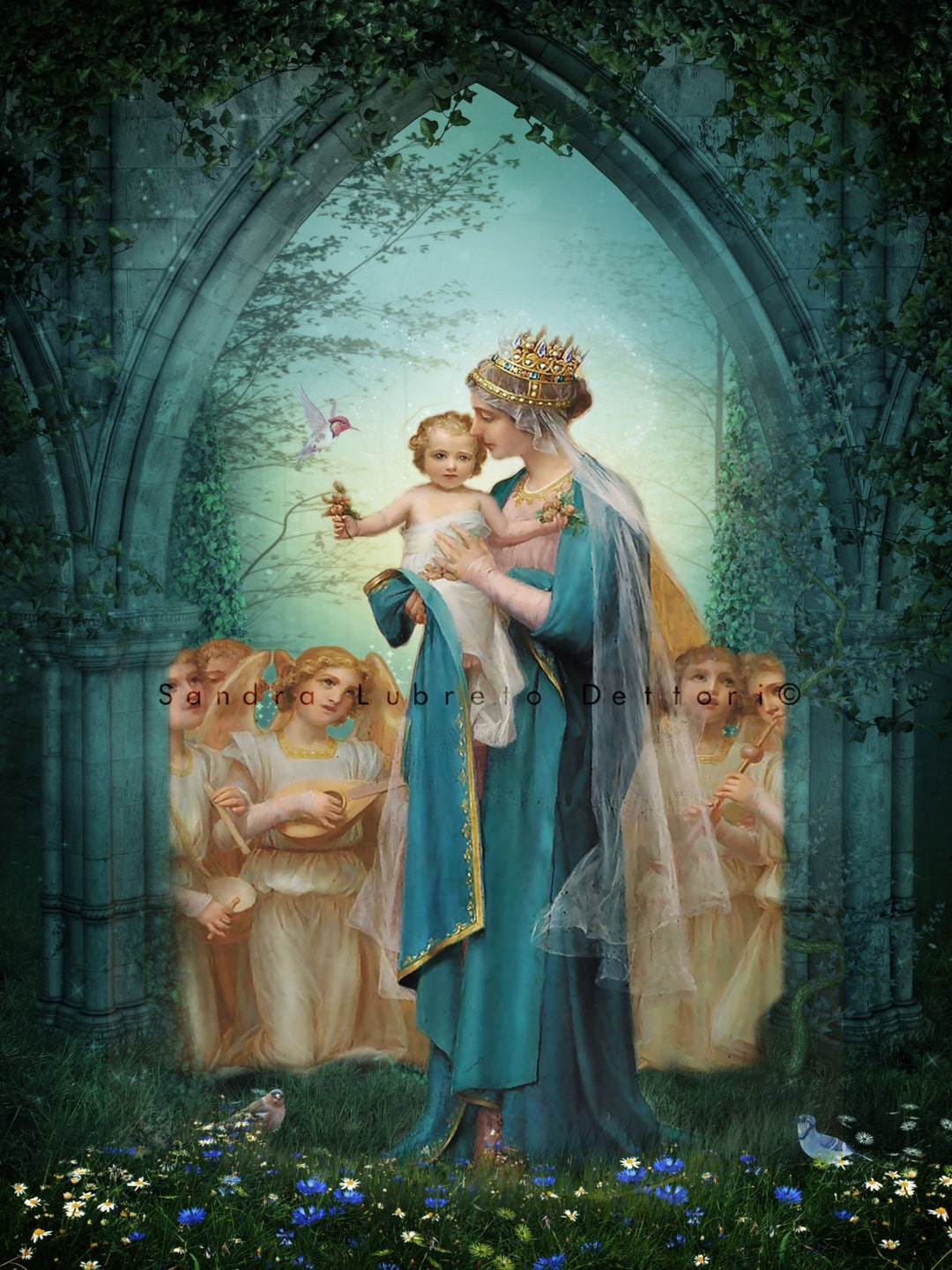 Catholic Art, Virgin Mary With Child Jesus, Ave Maria, Blessed Mother ...