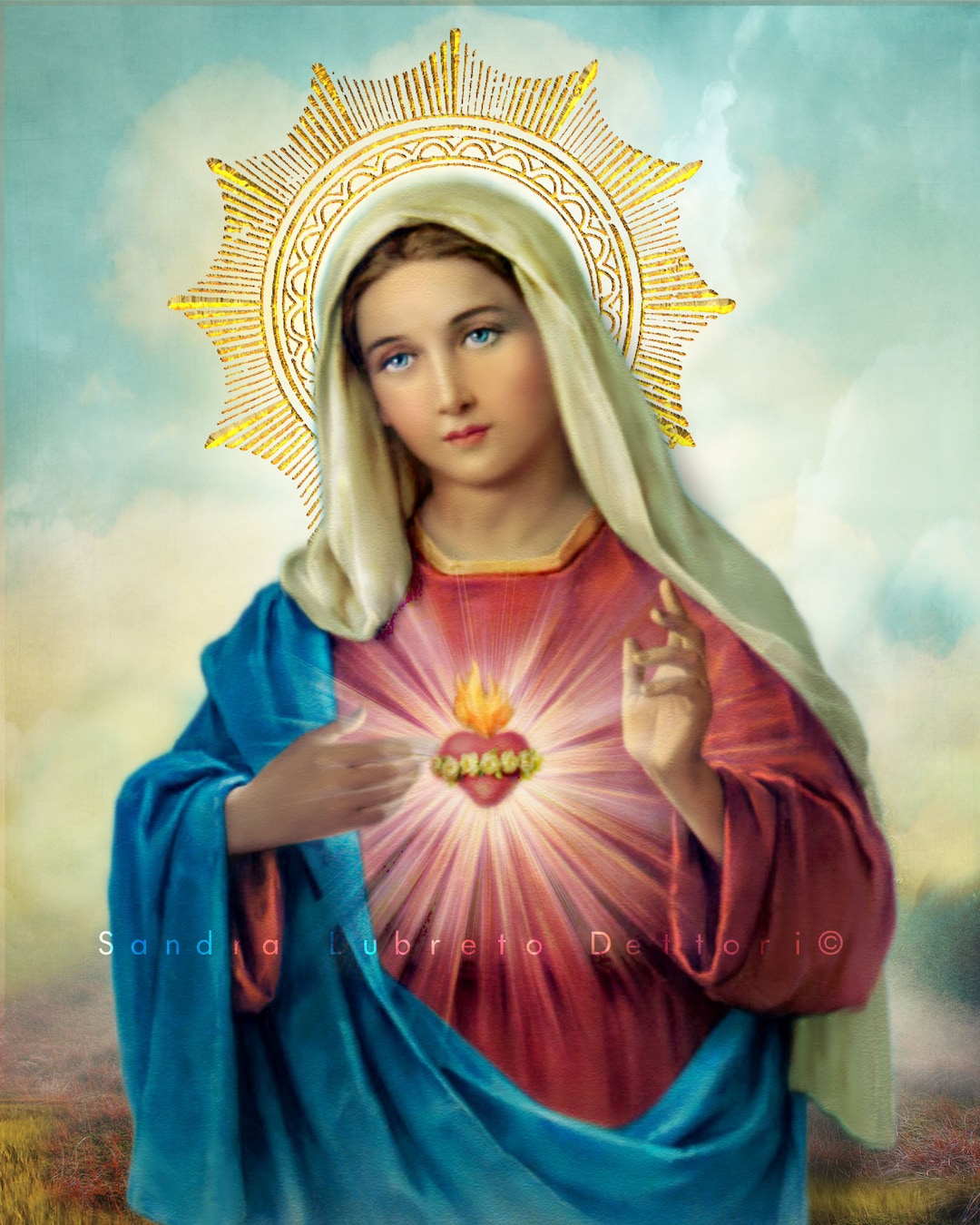 16x20" Immaculate Heart of Mary, Virgin Mary Print, 8x10", Religious ...