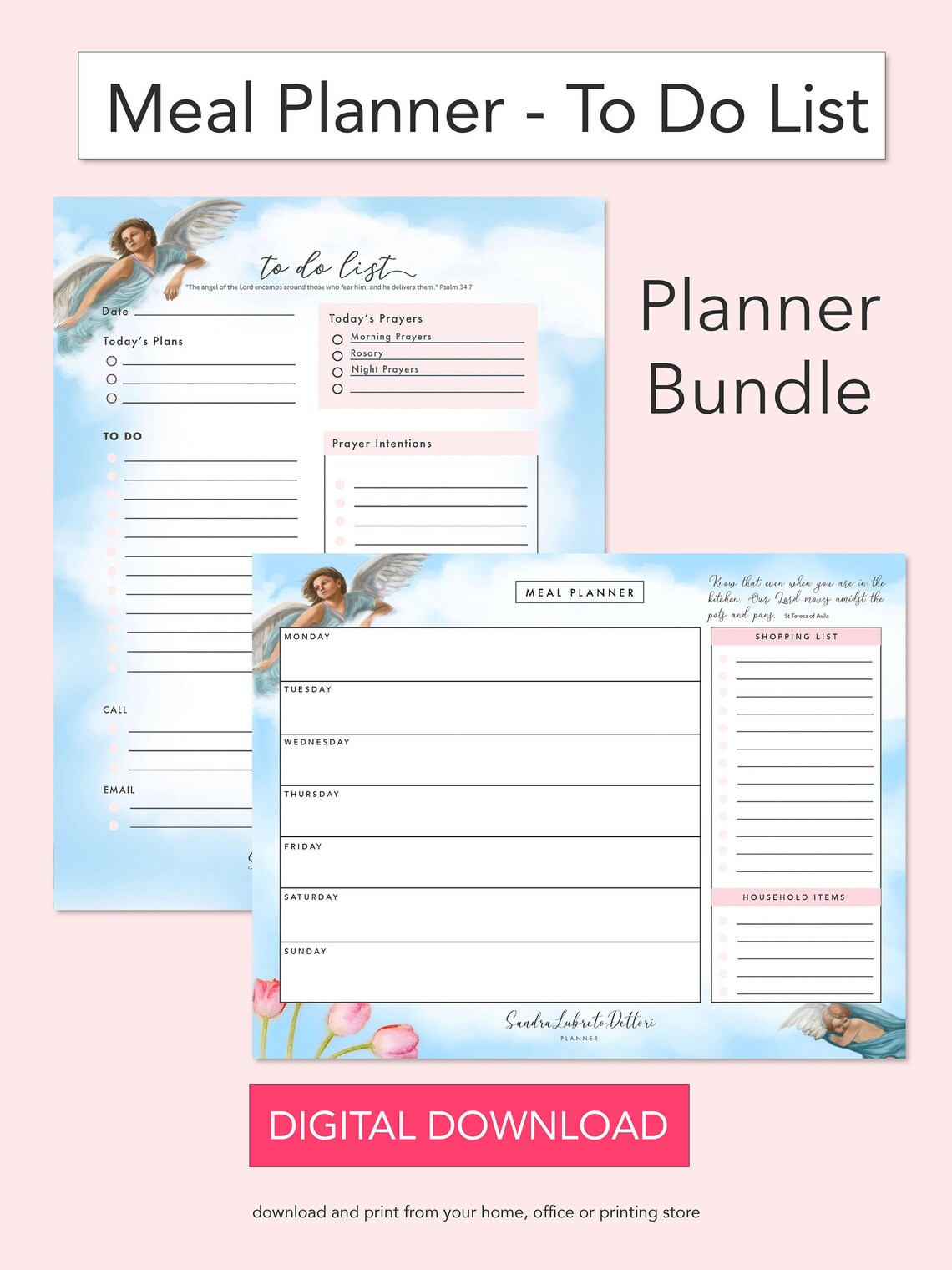 Digital Planner Bundle Printable Planner Meal Planner to Do - Etsy