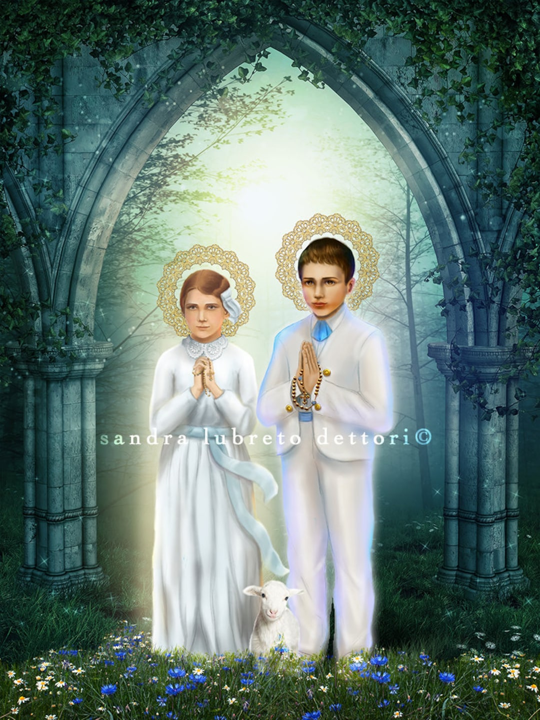 Saint Francisco & Jacinta Marto, Catholic Art Print, Fatima Children ...
