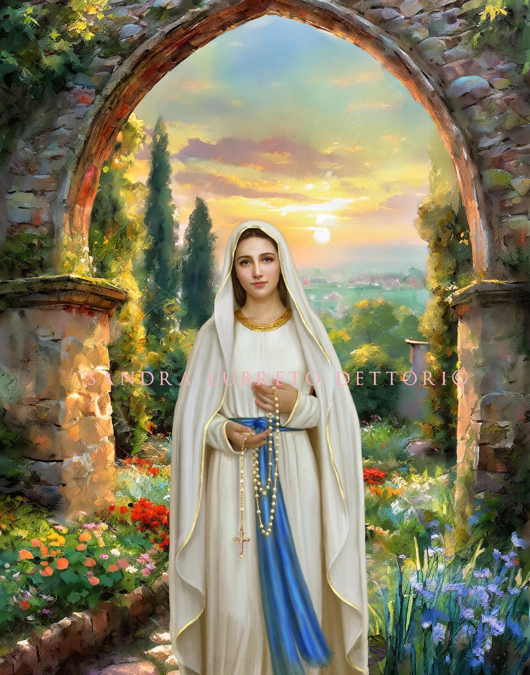 Our Lady of the Rosary, Gate of Heaven, Catholic Art, Art Print, First ...