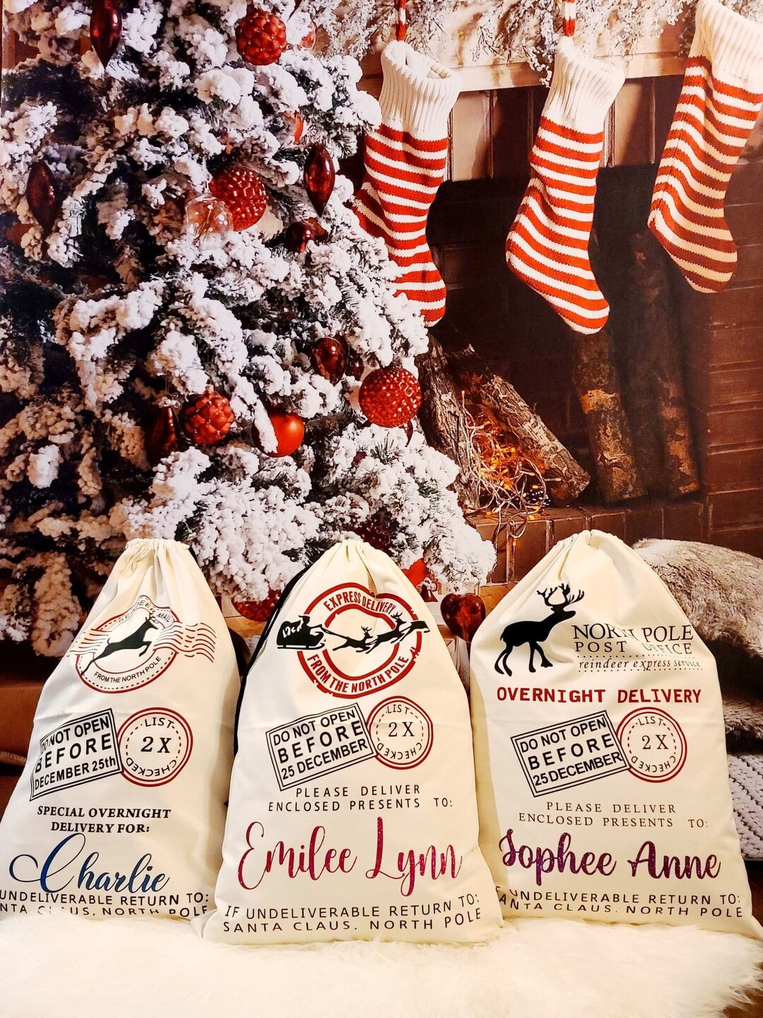 Cute Reindeer Santa Sack Burlap Santa Bag Personalized Santa - Etsy