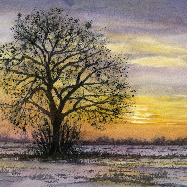 Winter Tree Painting - Etsy