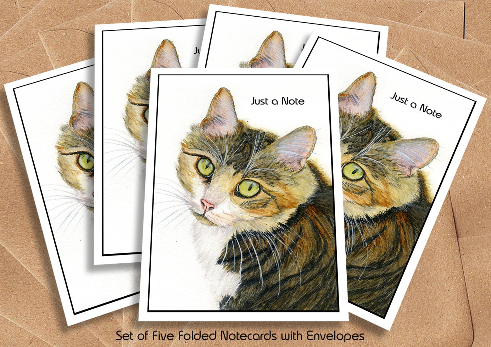 Tabby Cat Notecards A Pack of 5 Folded Notecards With - Etsy