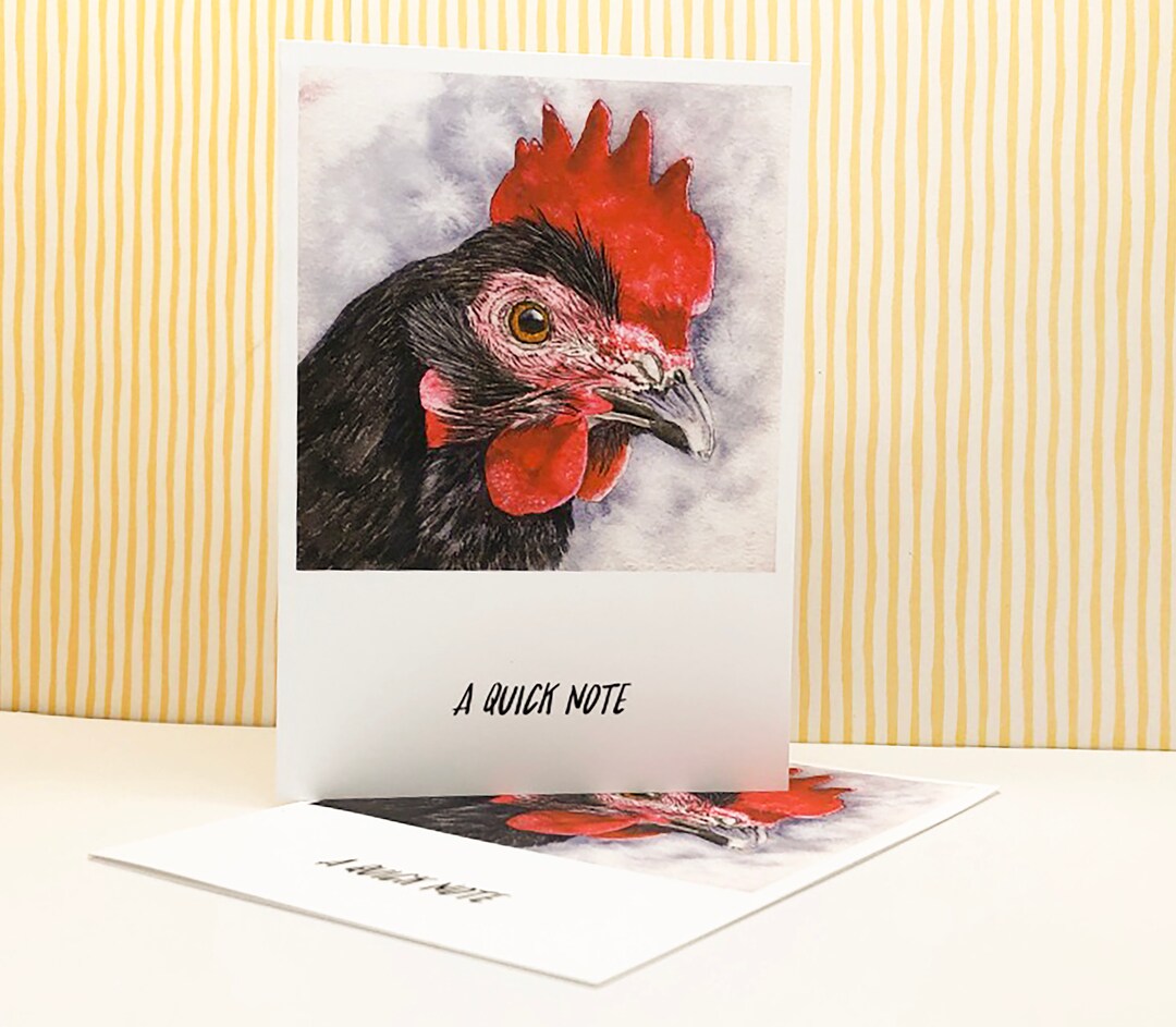 Black Hen, Chicken Notecards, A Pack of 5 Folded Notecards With ...