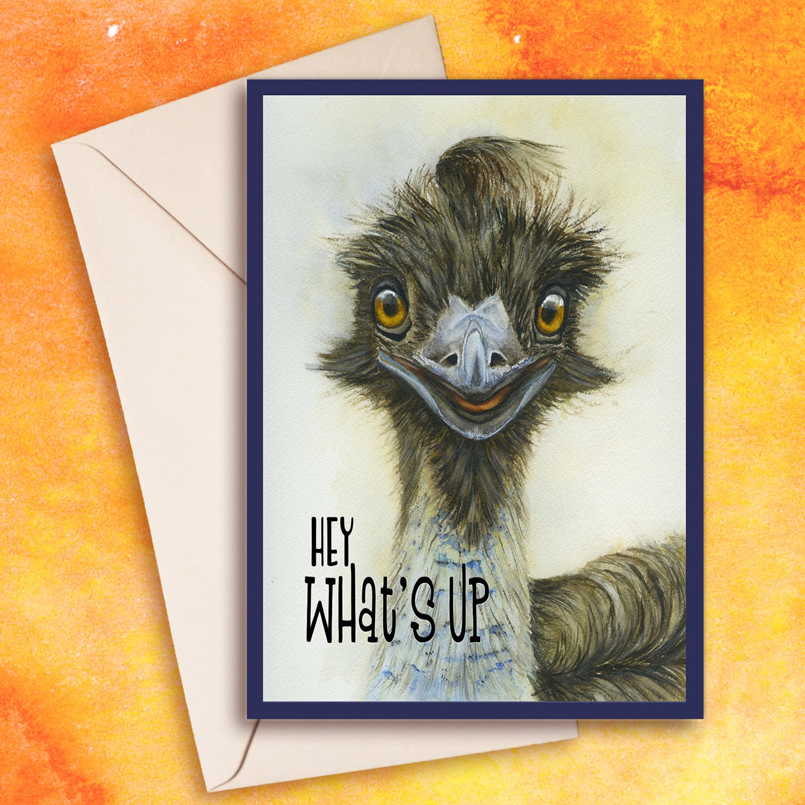 Emu Painting Greeting Card. Choose Your Own Words or Use a Pre Designed ...