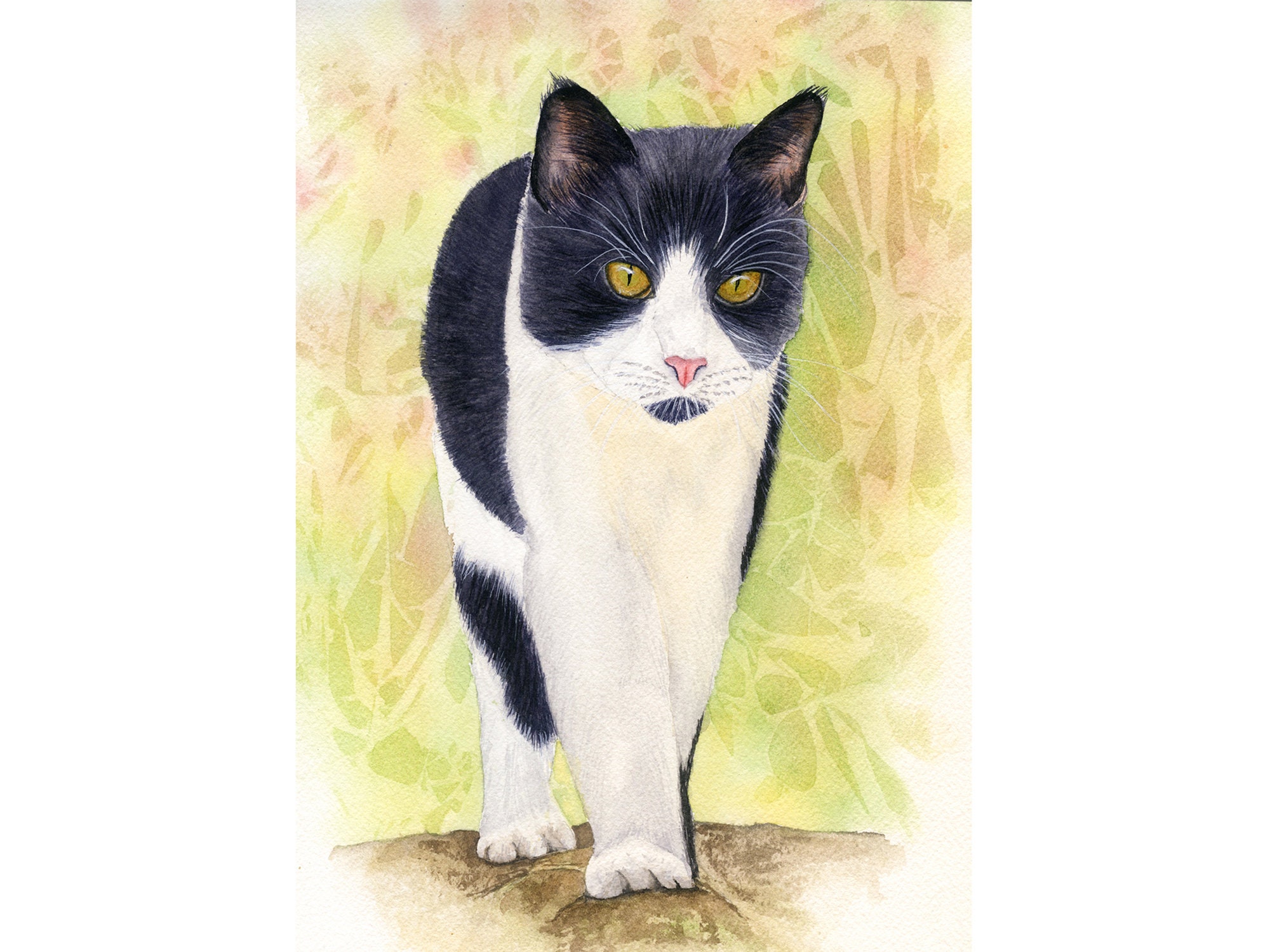 Strutting Tuxedo Cat, Fine Art PRINT From an Original Watercolour ...