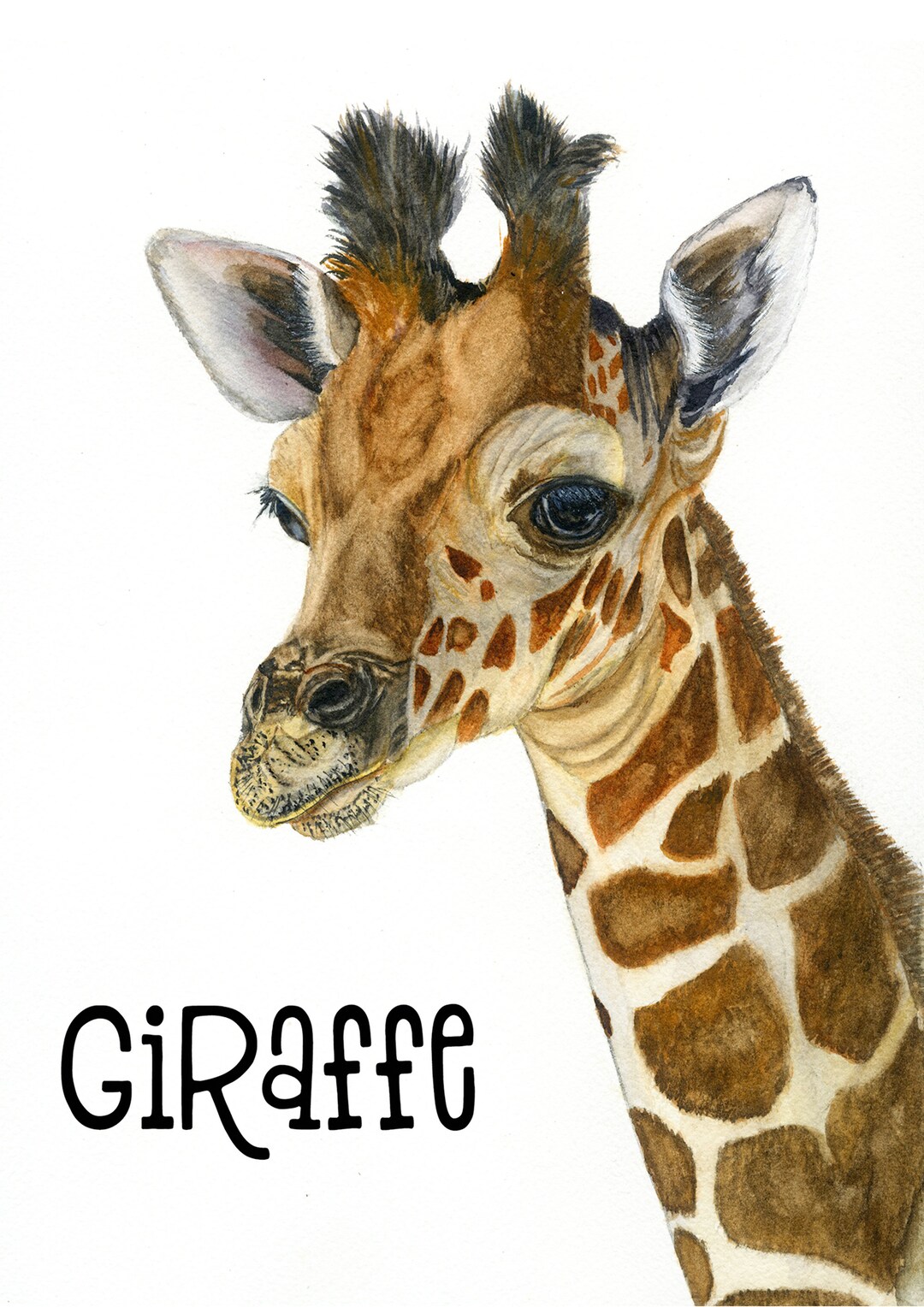 Giraffe Nursery Print for Children With Giraffe Printed on the Bottom ...