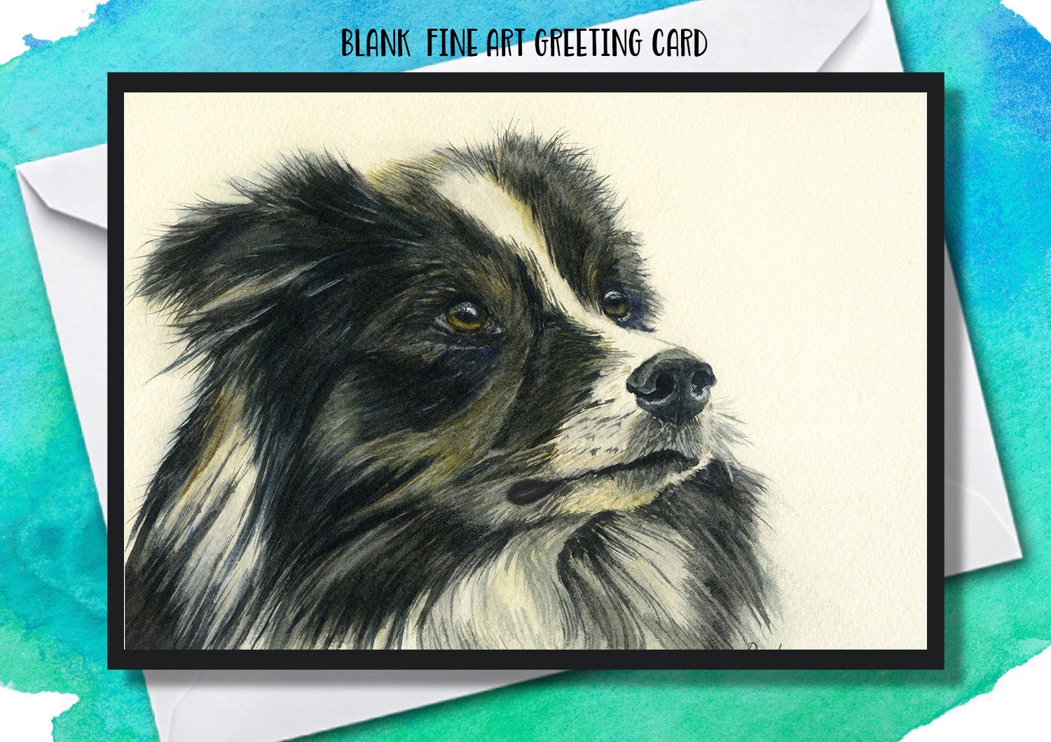 Border Collie Greeting Card From an Original Watercolour This - Etsy