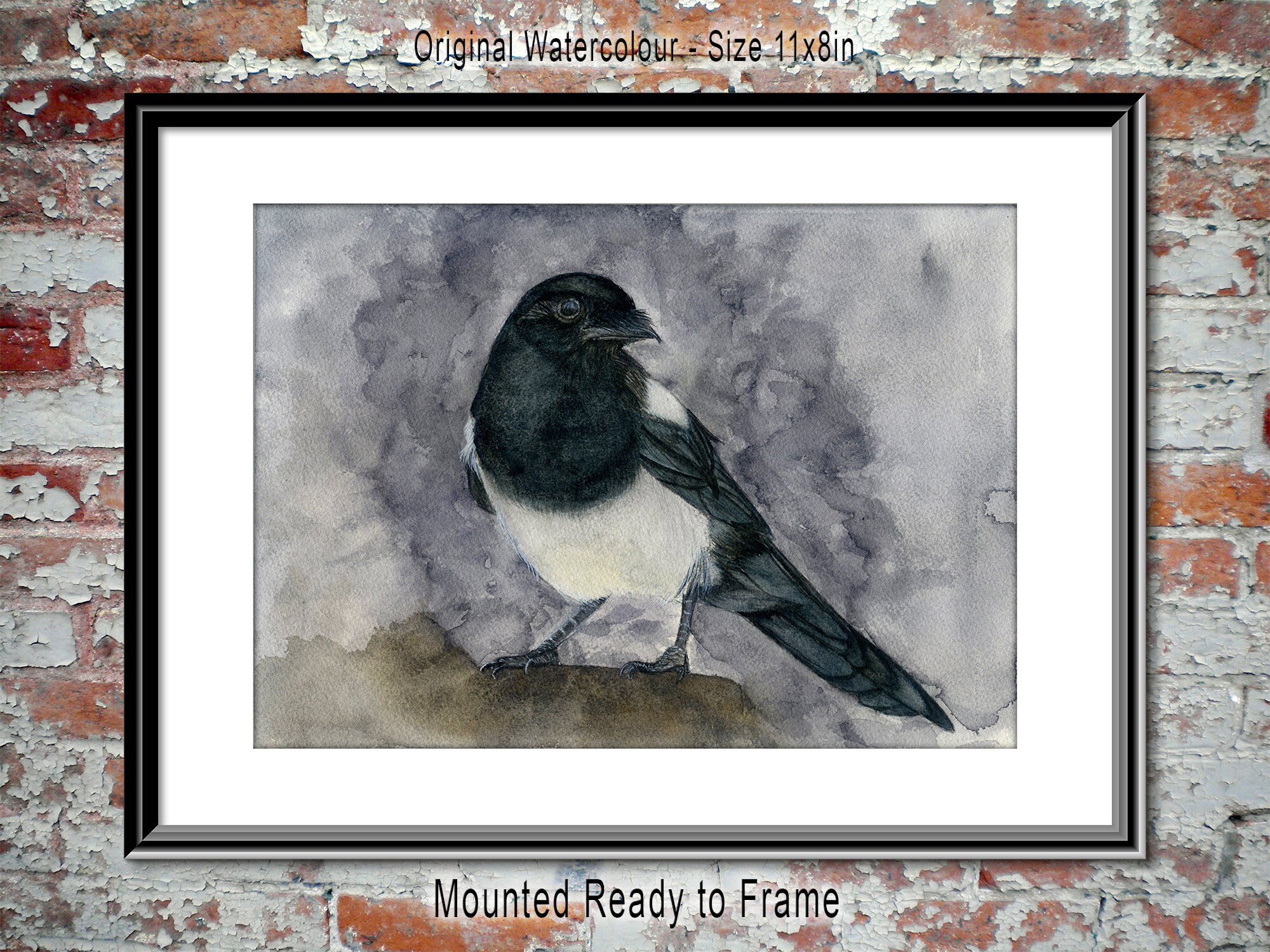 Magpie Wild Bird Painting, an ORIGINAL Watercolour, European Magpie ...