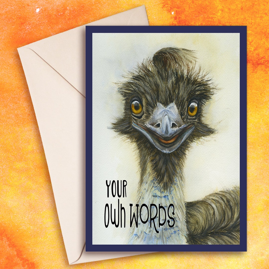 Emu Painting Greeting Card. Choose Your Own Words or Use a Pre Designed ...