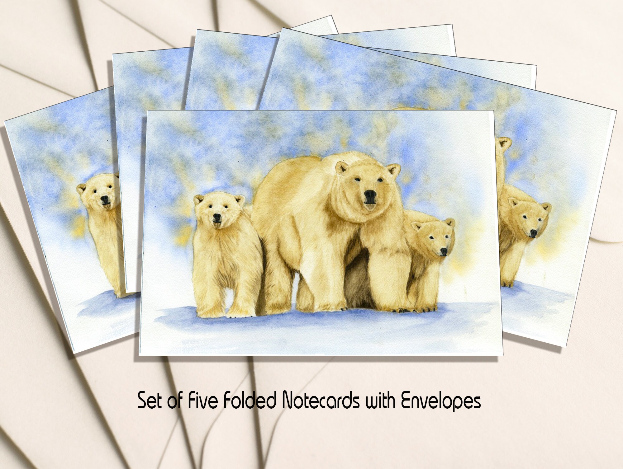 Osos polares tarjetas de notas un paquete de 5 tarjetas de - Etsy España