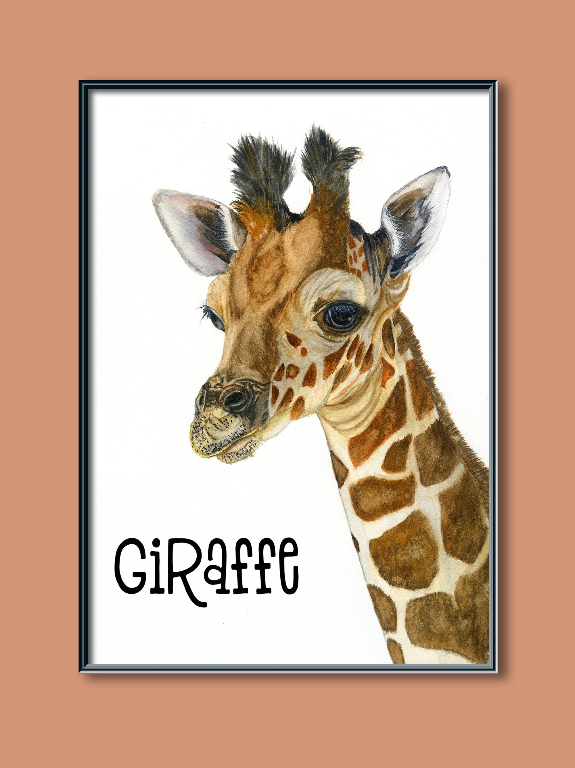 Giraffe Nursery Print for Children With Giraffe Printed on the - Etsy UK