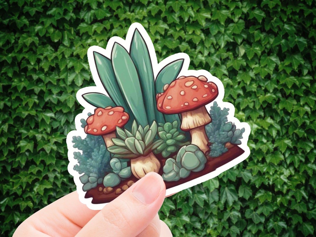 Succulents and Mushrooms AI Assisted Vinyl Sticker for - Etsy