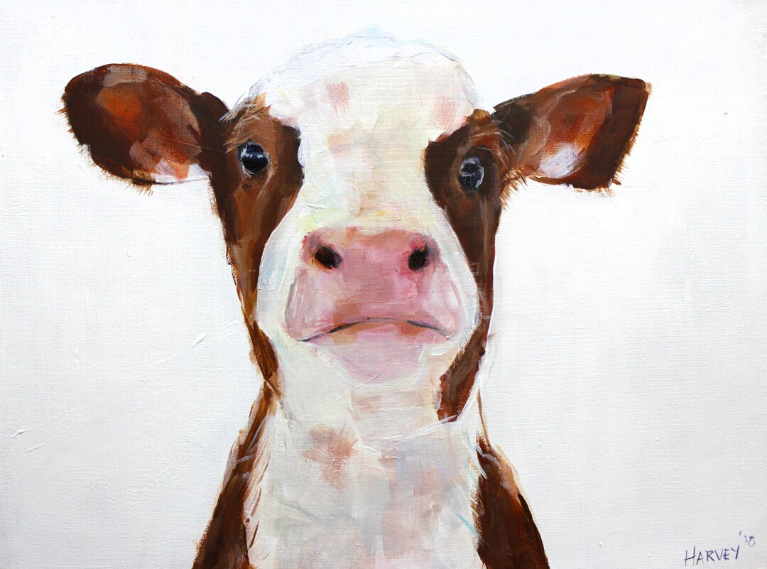 Little Cow Print on Canvas - Etsy