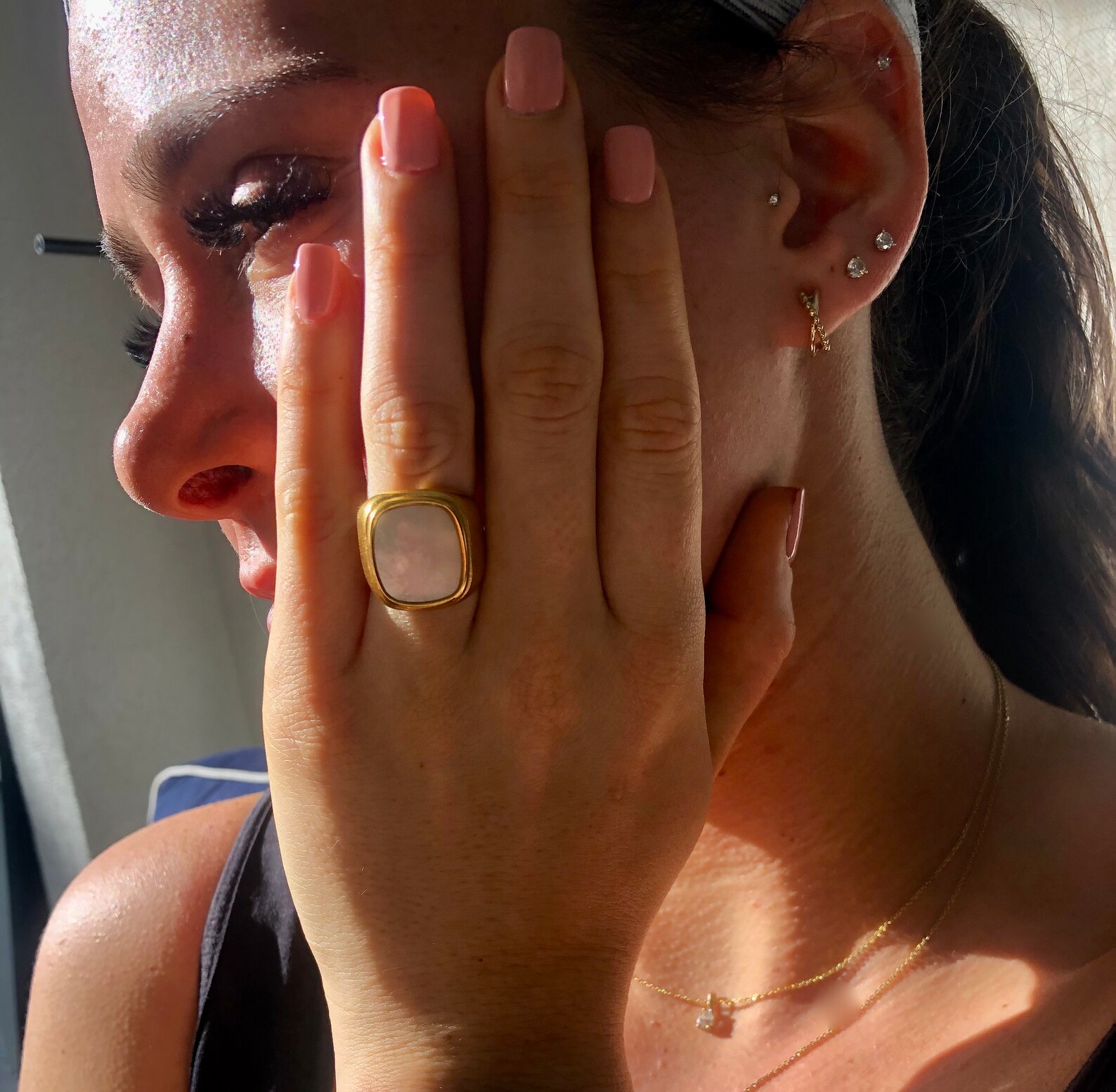 Chunky Square Pearl Ring | Etsy