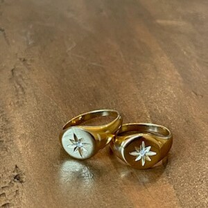 North Star Signet Ring - Etsy