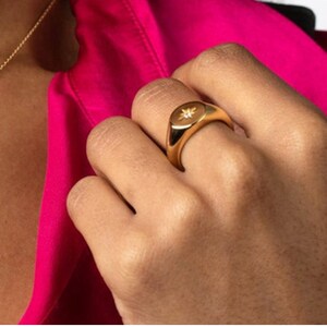 North Star Signet Ring - Etsy