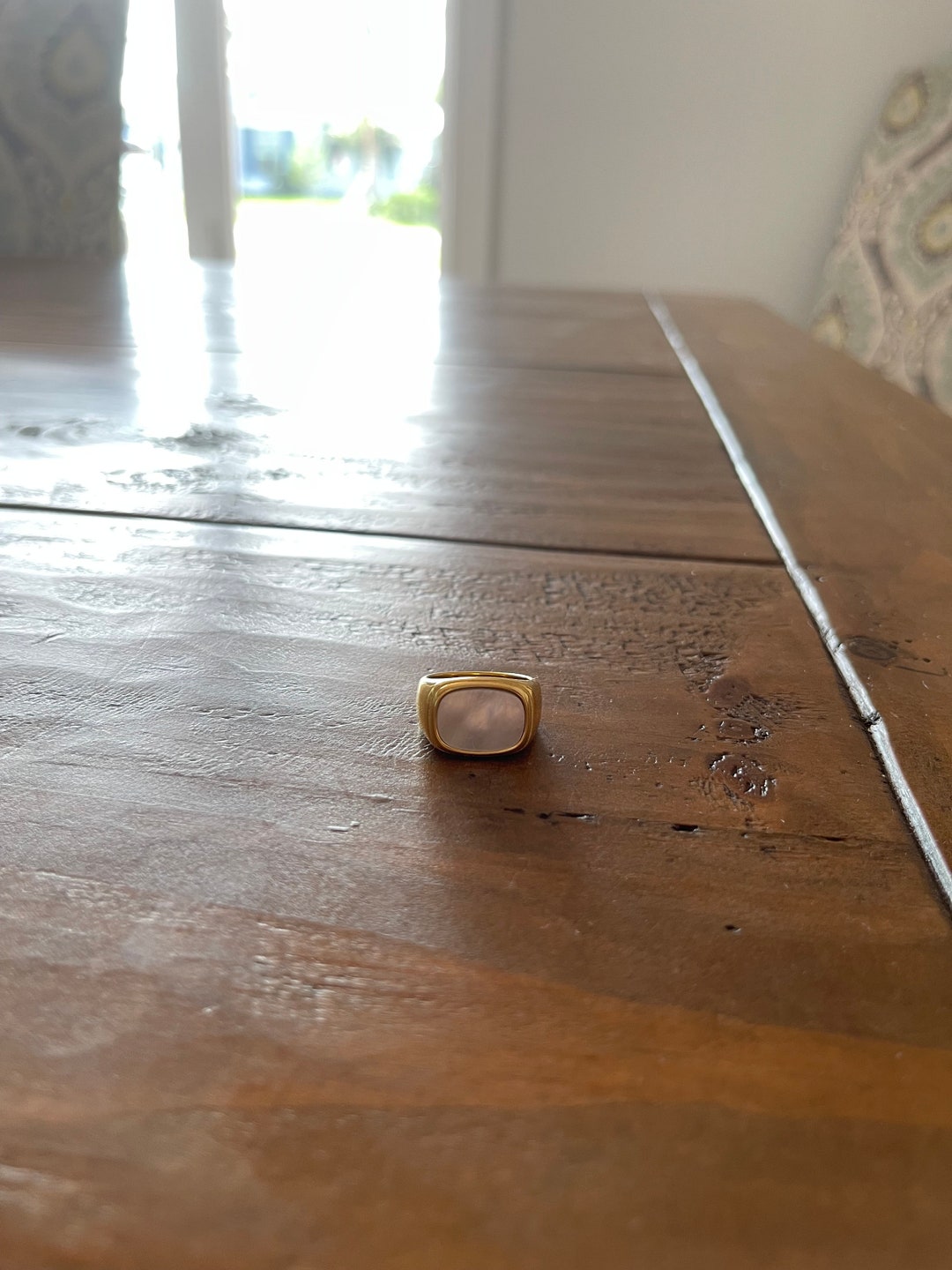 Chunky Square Pearl Ring - Etsy