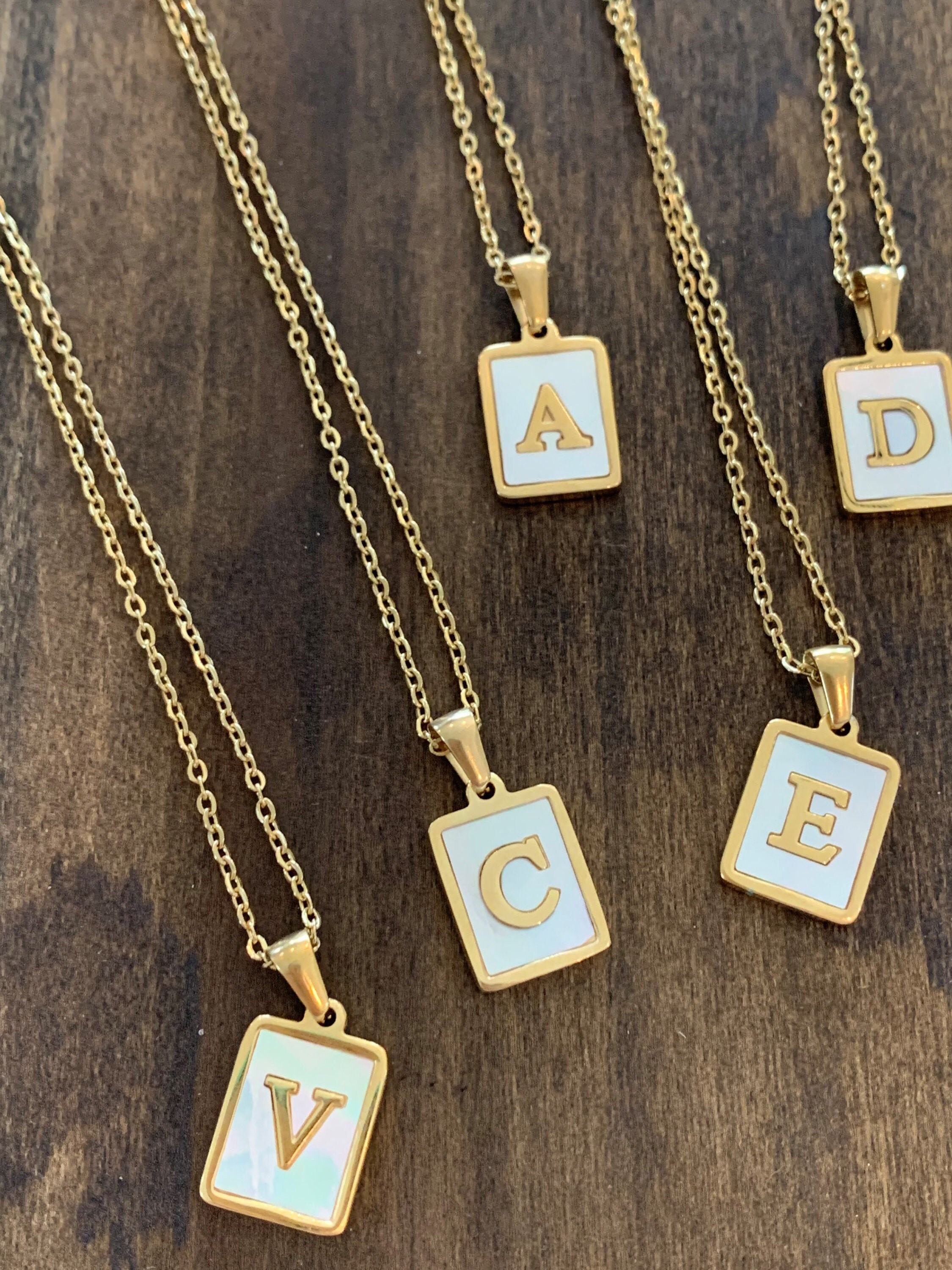 Initial Shell Pendant - Etsy