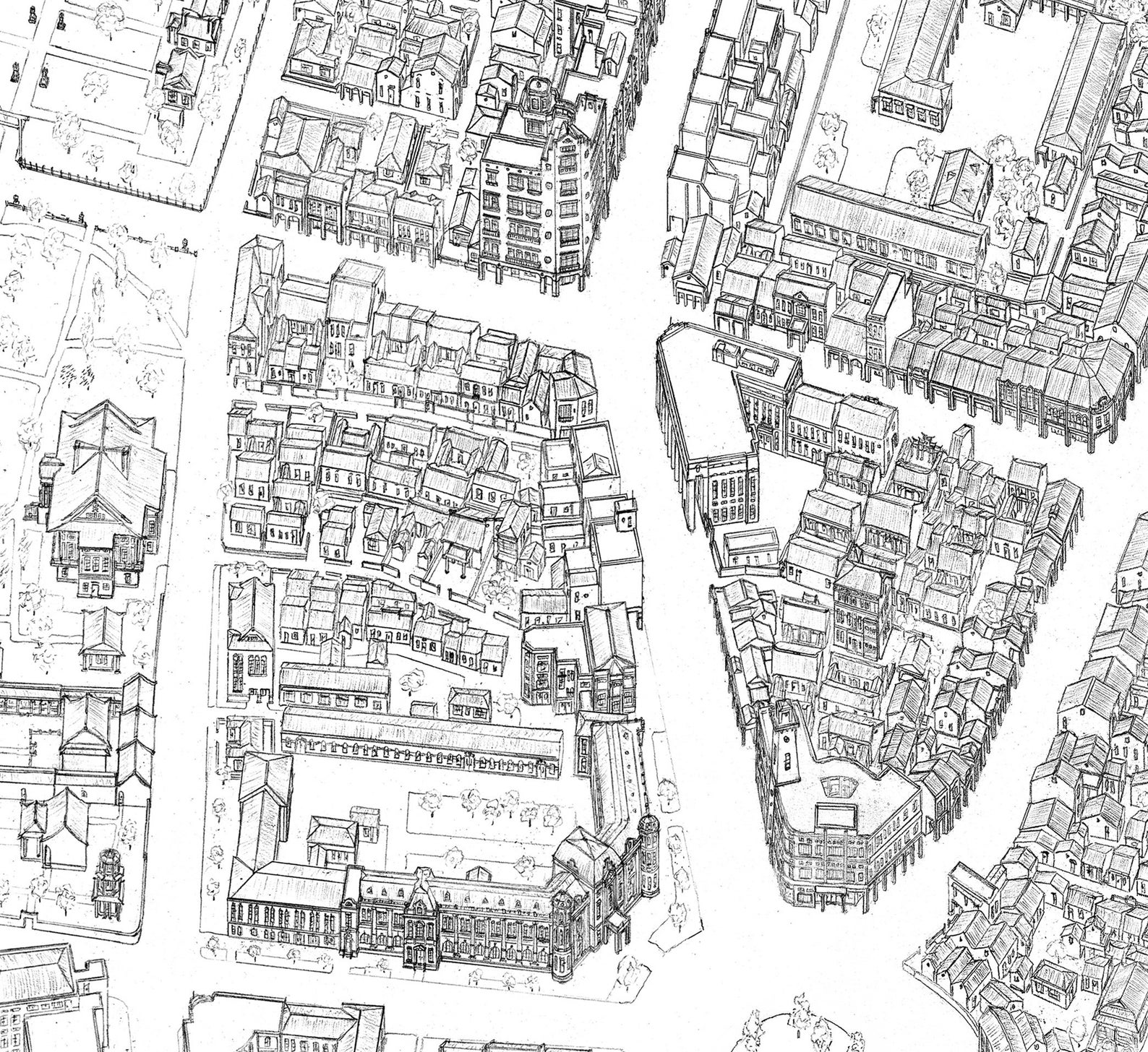 Historic Tainan: Hand-drawn Pictorial Birds-eye Map of Pre-ww2 City ...