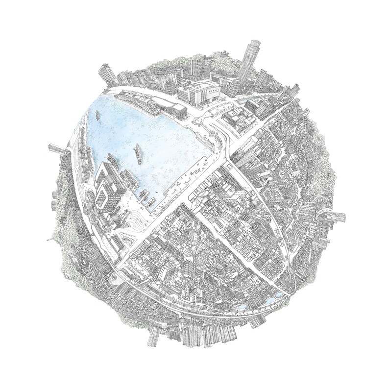 Keelung City, Taiwan. Hand Drawn City Map. Poster, Fabric, and Canvas ...