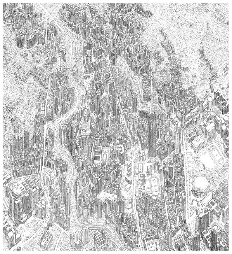 Taipei Tianmu District Hand Drawn Bird's Eye Map Print - Etsy