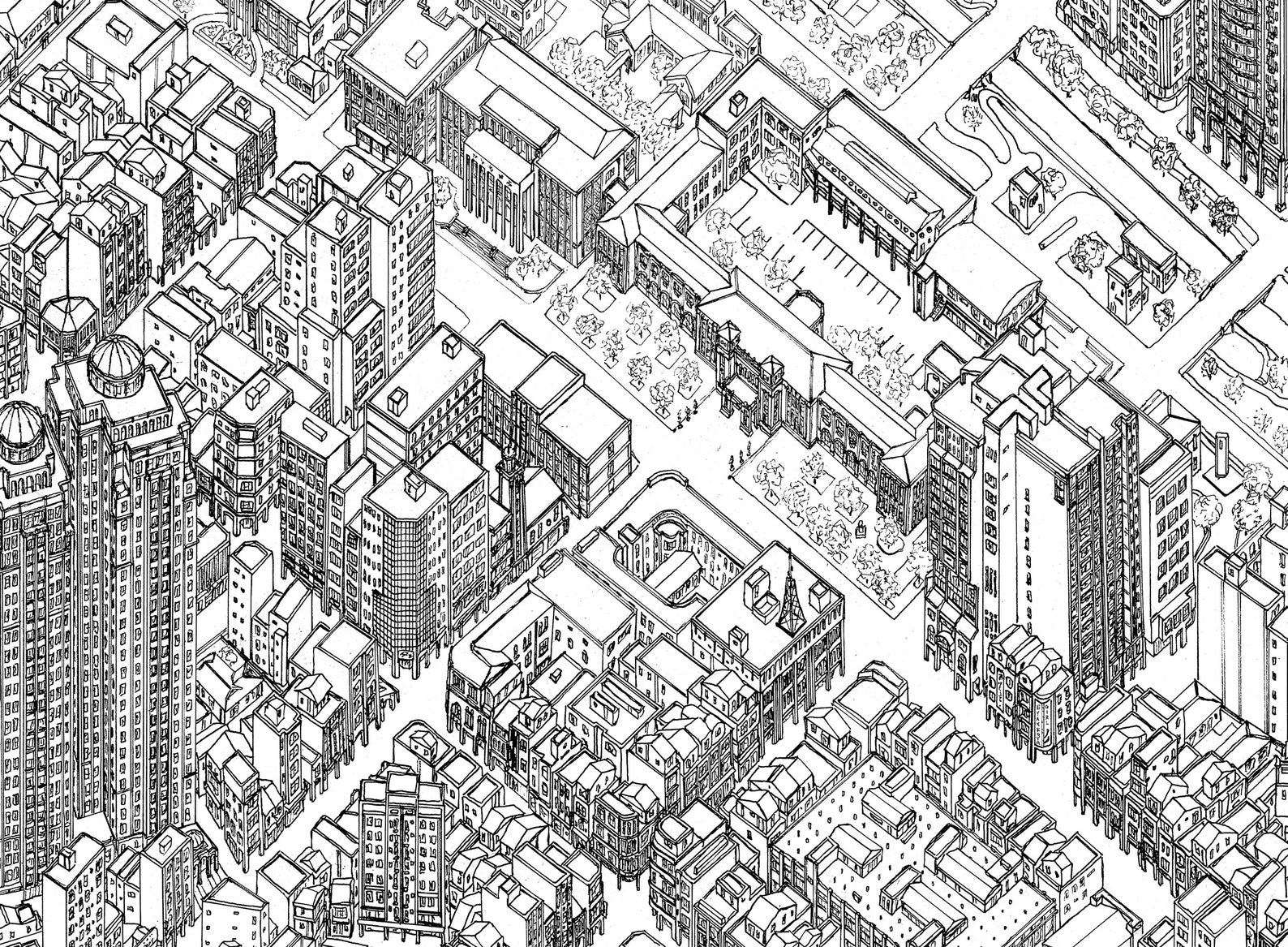 Hsinchu City Hand Drawn Map From Birds Eye Perspective. Giclee Print on ...